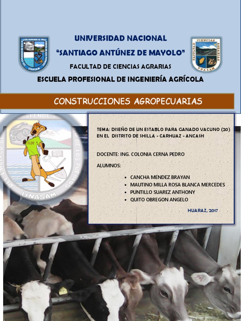 Diseño de Establo para 20 Vacunos1 | PDF | Vacas | Hormigón