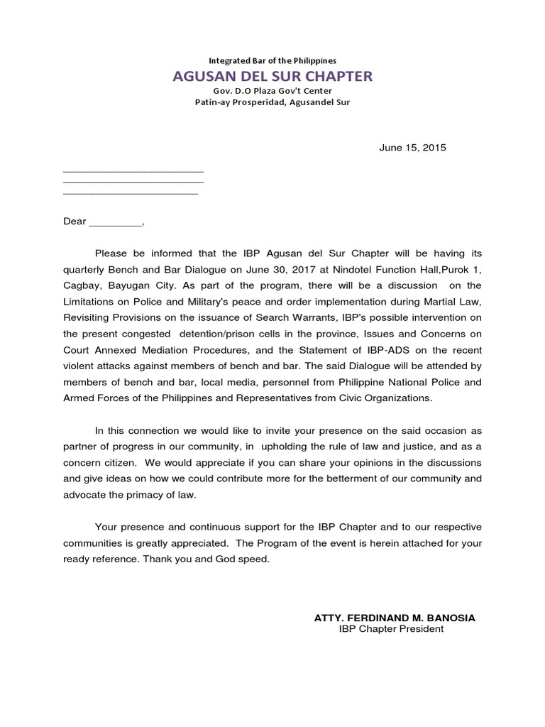 Invitation Letter For IBP | PDF