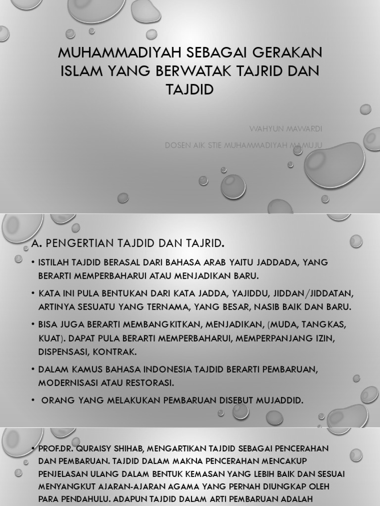 Muhammadiyah Sebagai Gerakan Islam Yang Berwatak Tajrid Dan | PDF