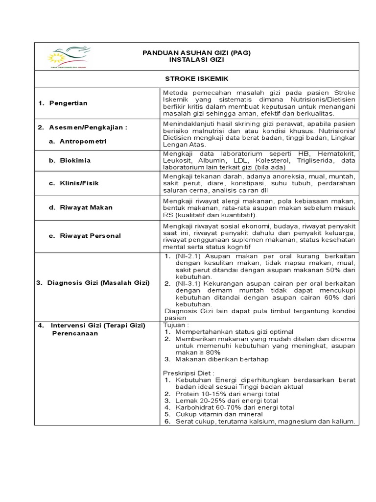 Panduan Gizi Stroke Iskemik | PDF | Pengembangan Diri
