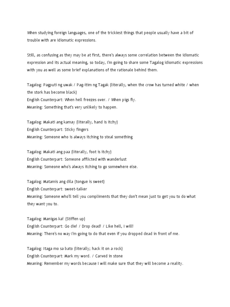 Tagalog Idiomatic Expression | atelier-yuwa.ciao.jp