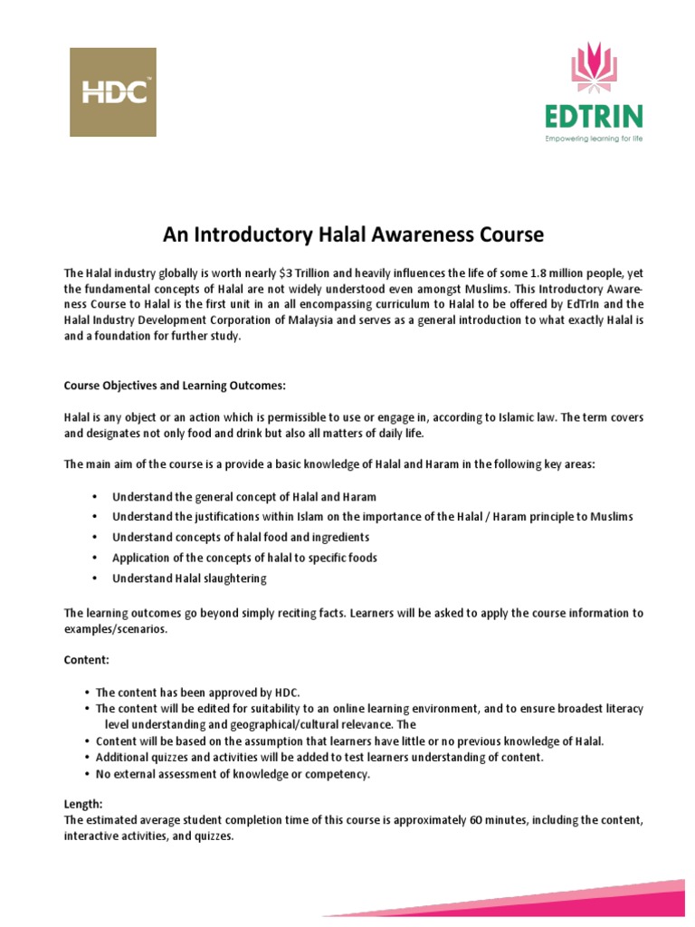 EDTRIN HDC Halal Awareness | PDF | Educational Assessment | Learning