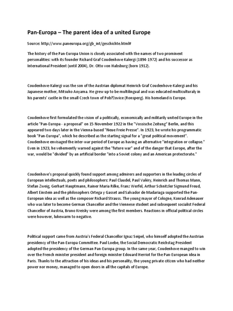 Pan Europa | PDF | Central Europe | Charles De Gaulle