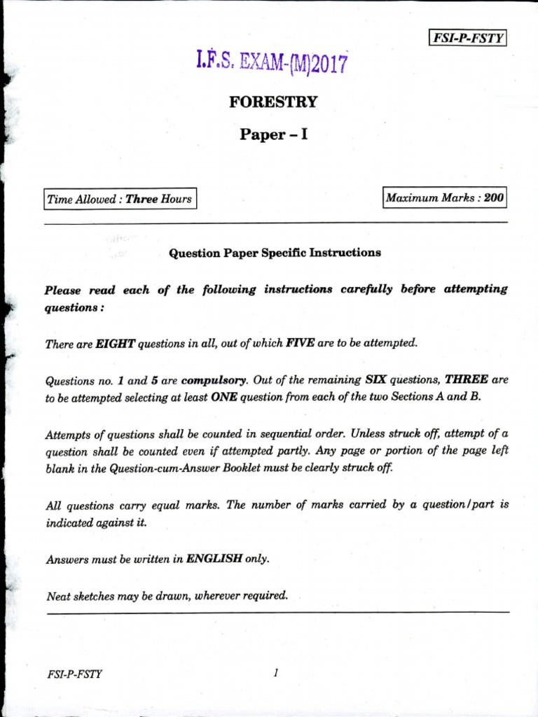 Forestry Paper I | PDF | Forestry | Forests
