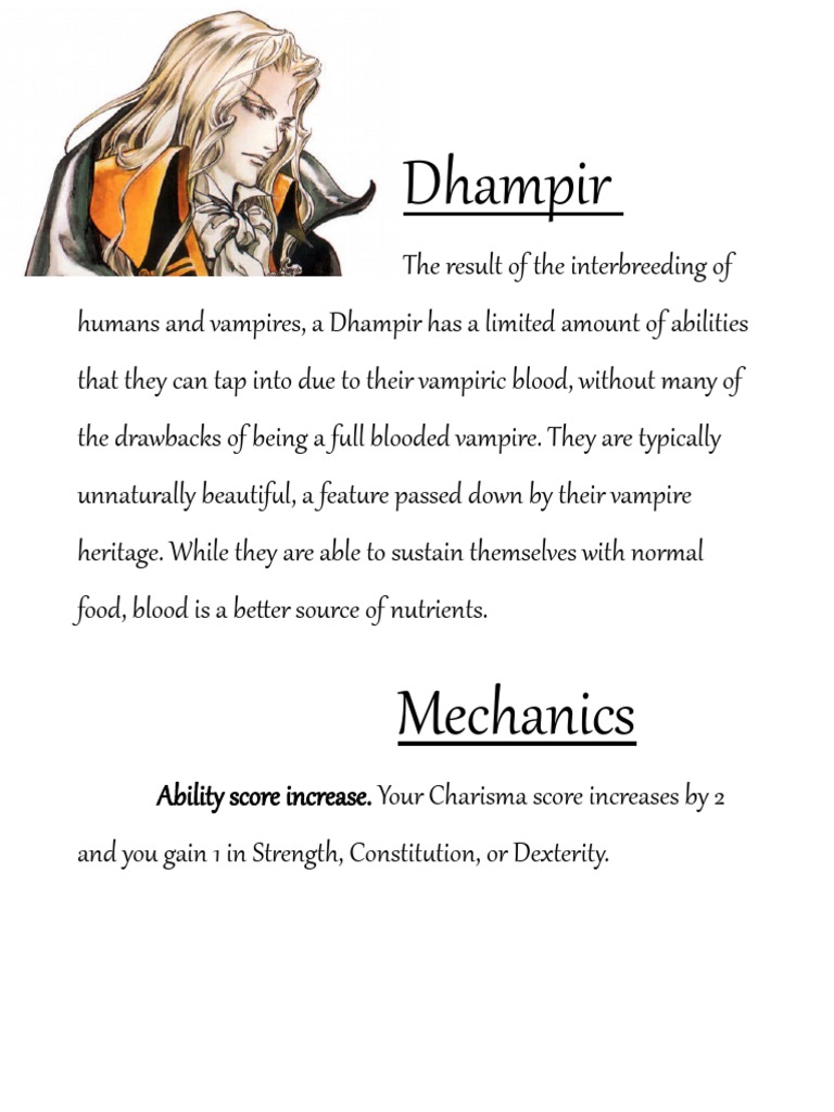 Finalized Dhampir Race for 5e | Vampires | Leisure