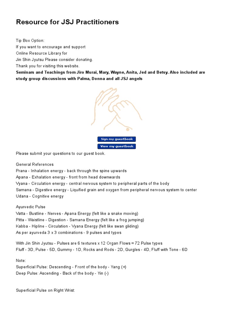 Resource For JSJ Practitioners | PDF | Hand | Thorax