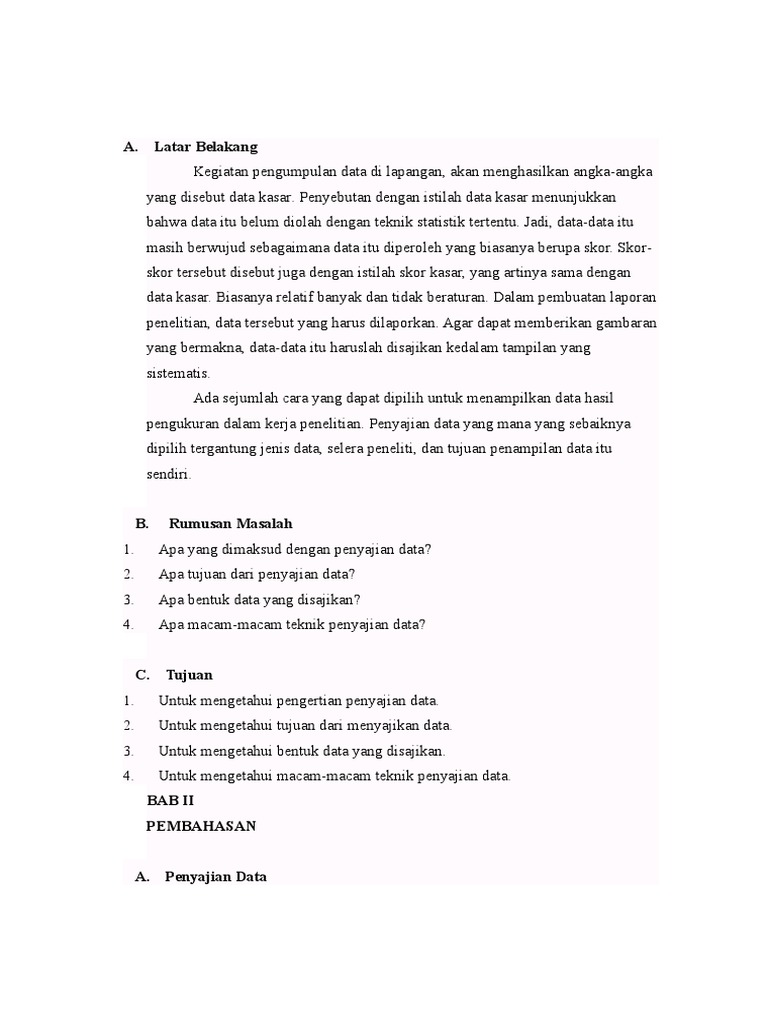 Tujuan dan Teknik Penyajian Data | PDF | Metode & Bahan Ajar