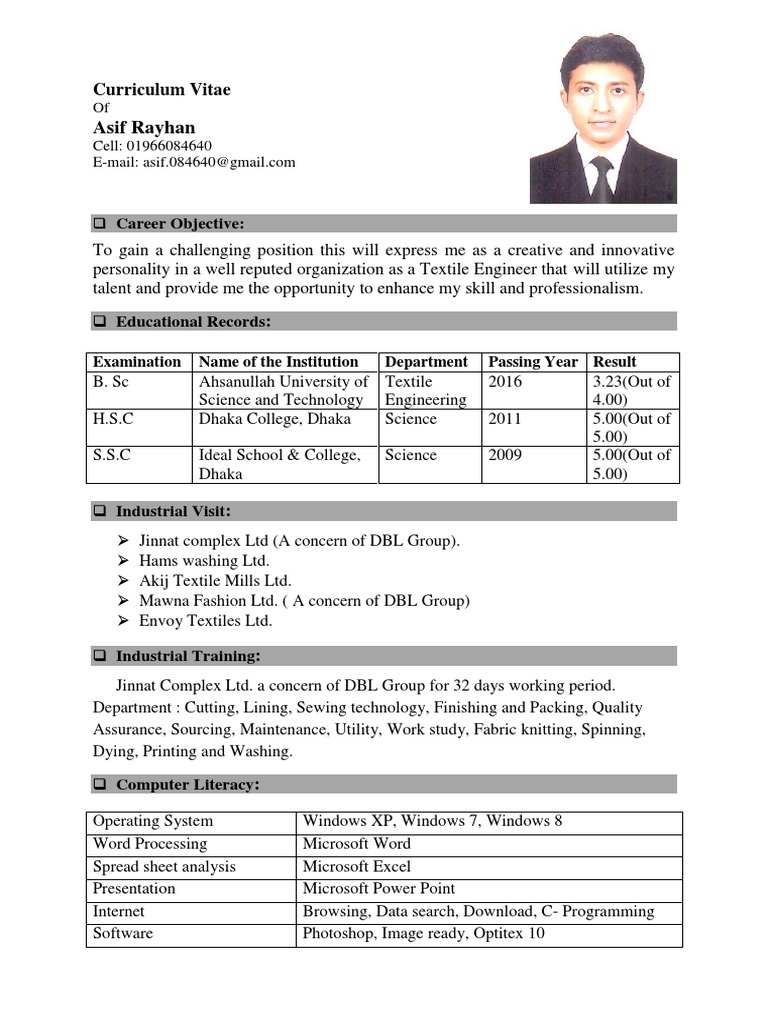 Asif Rayhan: Curriculum Vitae | PDF | Software | Computing