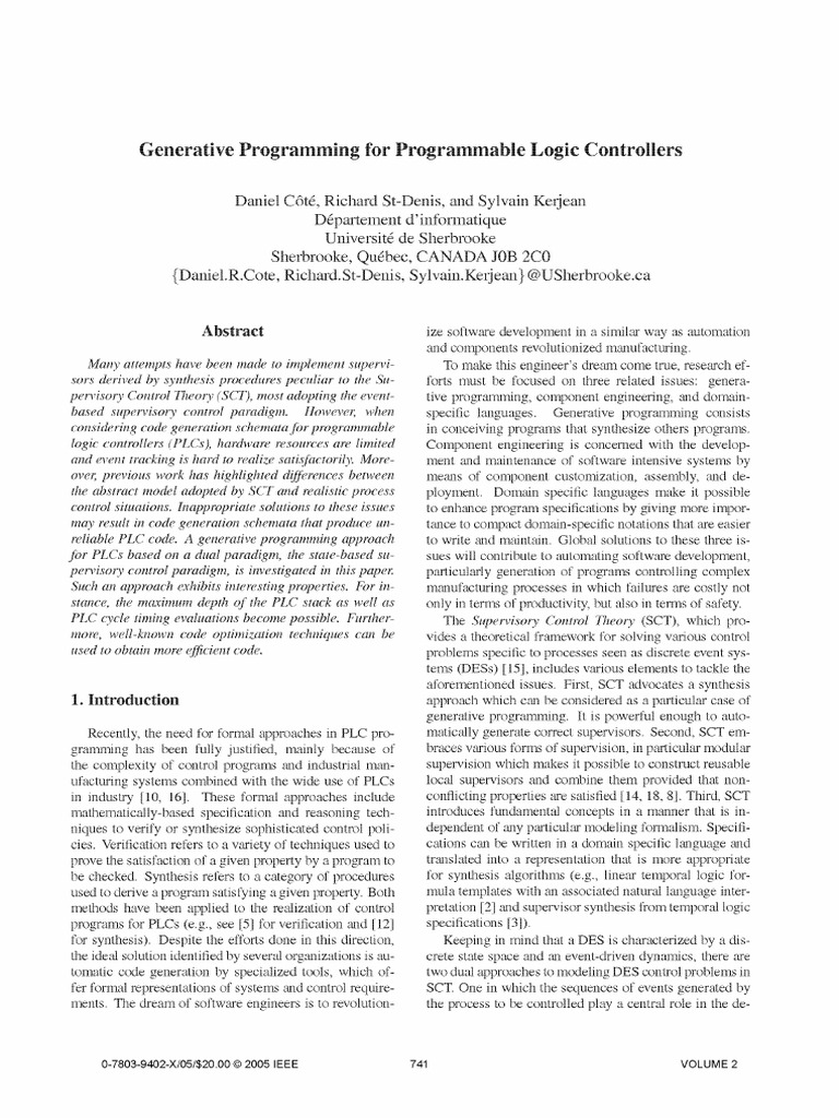 Generative Programming For Programmable Logic Controllers | PDF ...