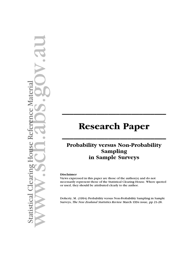 Probability Versus Non Probability Sampling PDF | PDF | Sampling (Statistics) | Survey Methodology