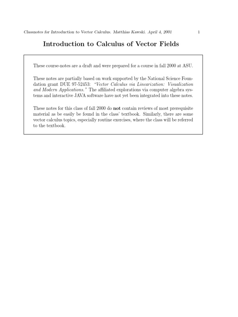 Introduction To Calculus of Vector Fields | PDF | Integral | Euclidean ...