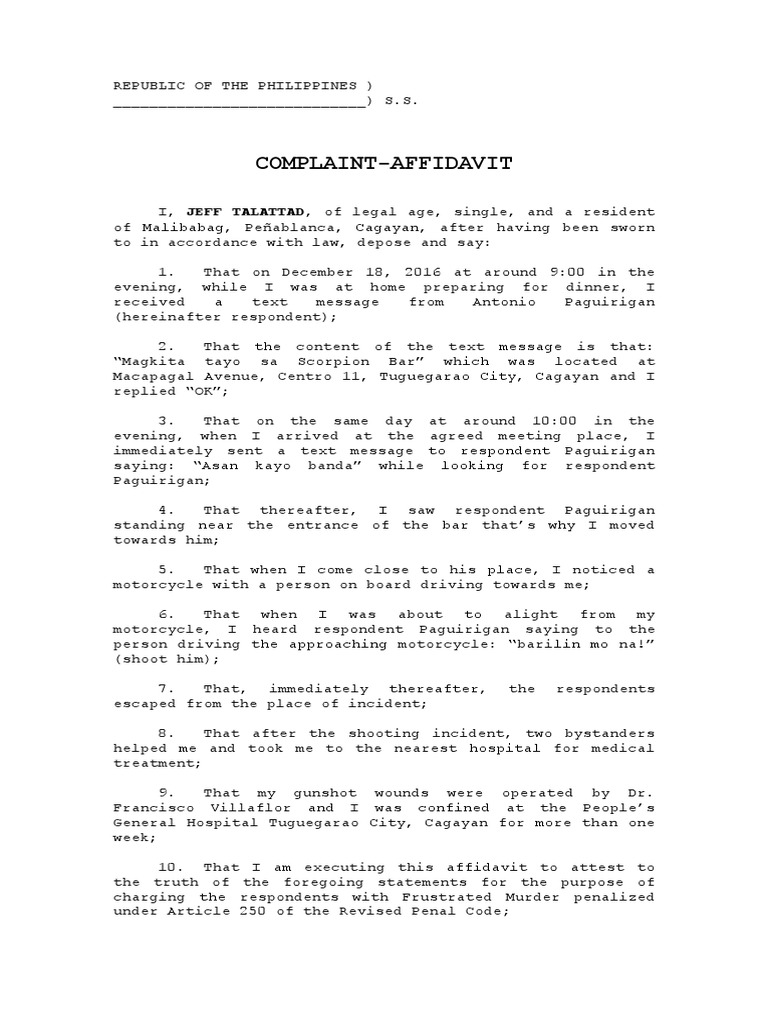 Complaint | PDF | Affidavit | Crime & Violence