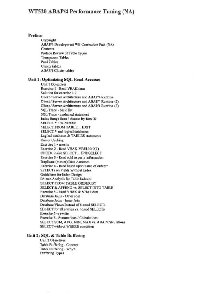 ABAP Performance Tuning Guide | PDF ABAP Performance Tuning Guide | PDF