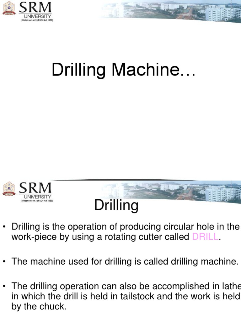 Drilling Machine Operations and Components | PDF | Drill | Drilling