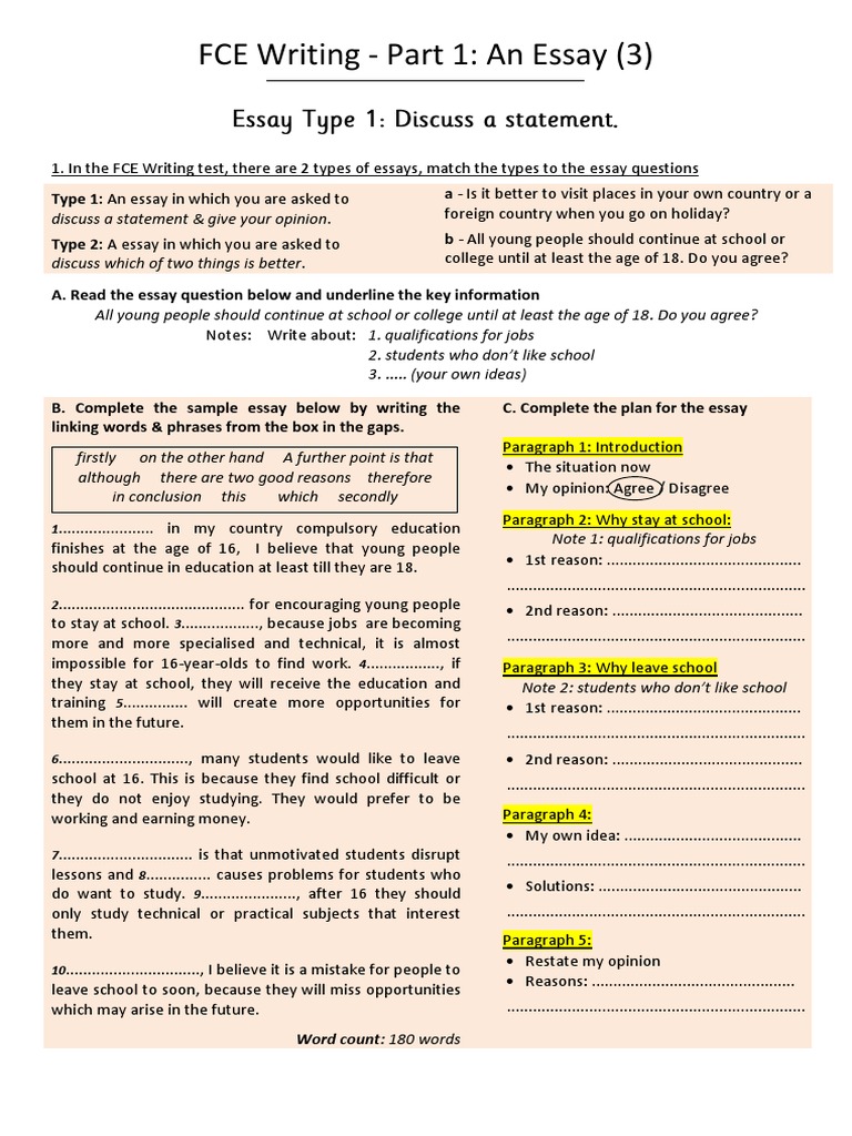Complete FCE - U2L2 - Essay Type 1 | PDF | Essays | Behavior Modification