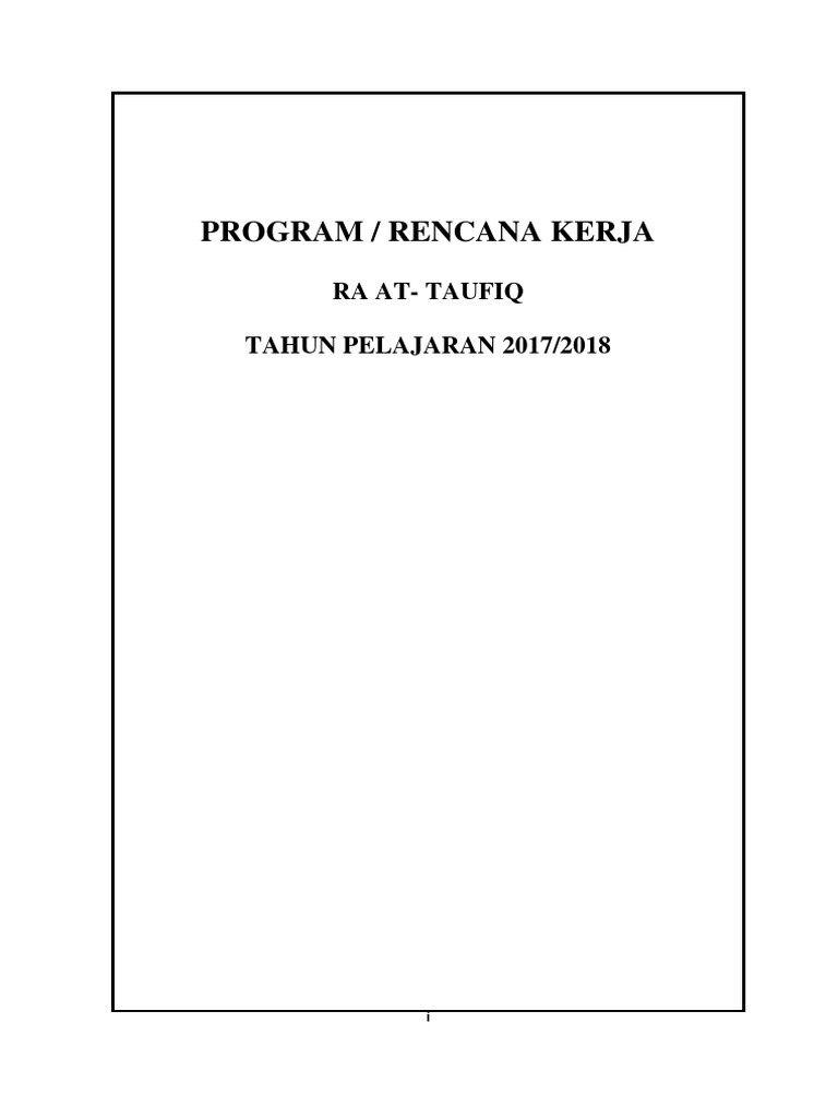 Program Rencana Kerja PAUD RA (Raudhatul Athfal) | PDF
