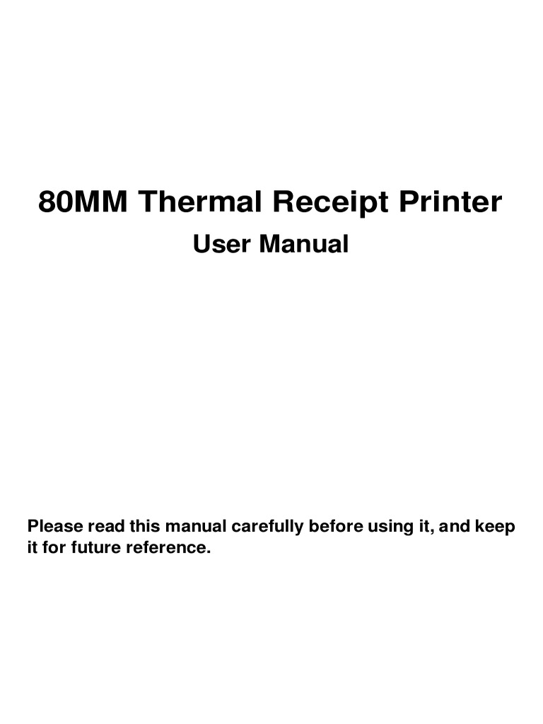 80MM Thermal Receipt Printer User Manual | PDF | Printer (Computing) | Barcode