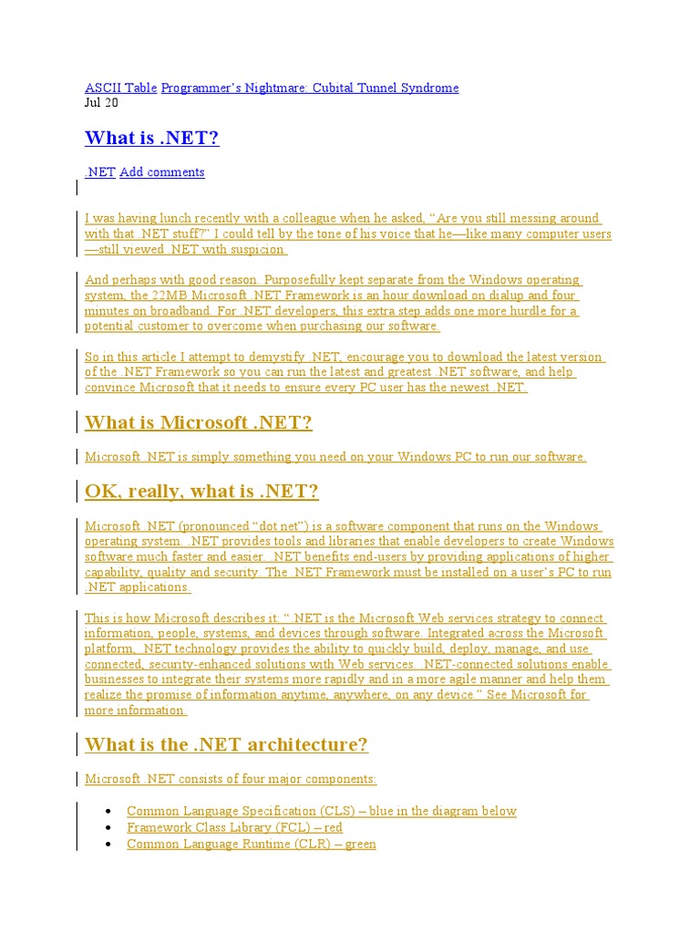 ASCII Table Programmer's Nightmare: Cubital Tunnel Syndrome | PDF | Component Object Model | C ...