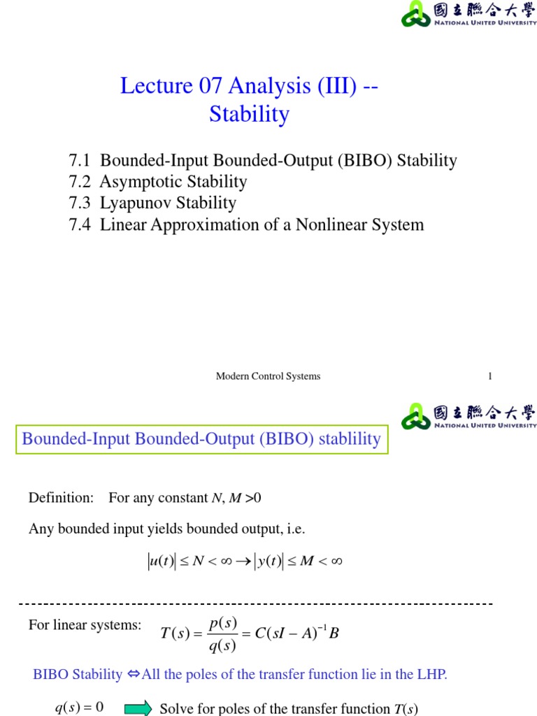 MSC Lecture07 | PDF | Stability Theory | Eigenvalues And Eigenvectors