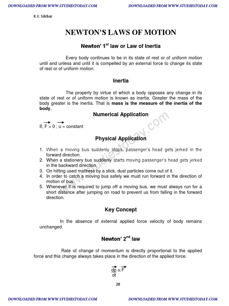 CBSE Class 11 Physics Newton’s Laws Of Motion.pdf | Tension (Physics ...