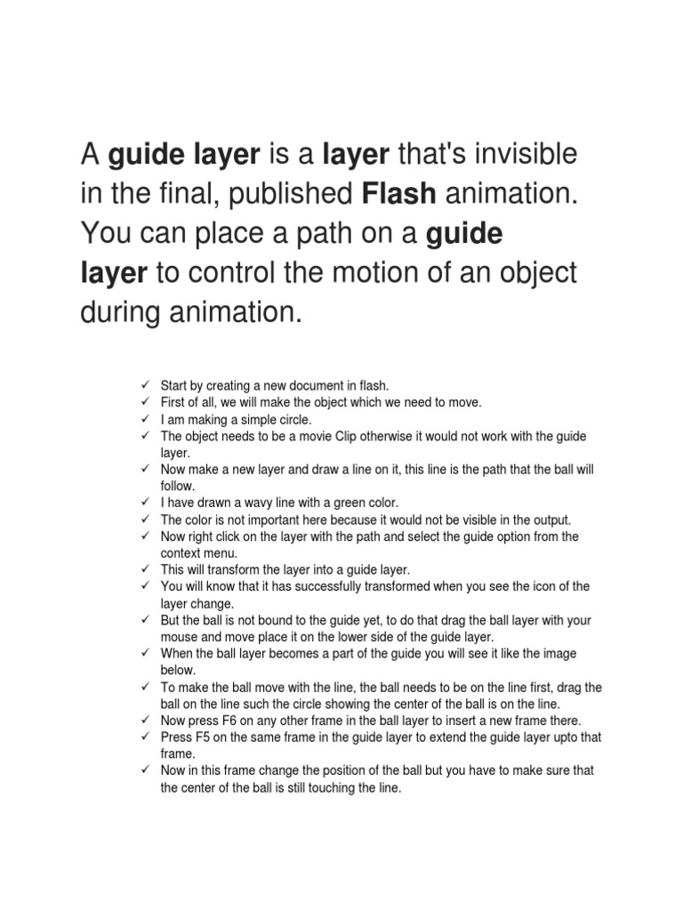 A Guide Layer Is A Layer That's Invisible in The Final, Published Flash ...