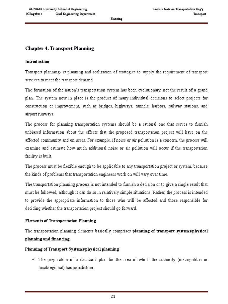 Chap 4.transport Planning 1 | PDF | Sampling (Statistics) | Feasibility ...