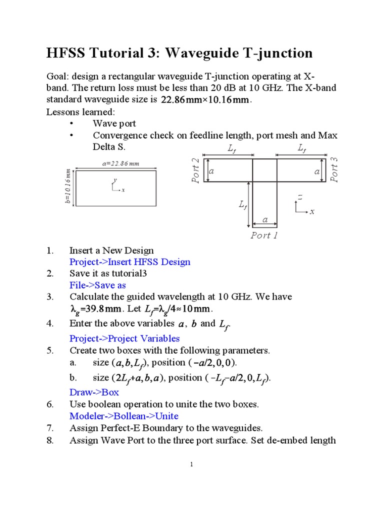 HFSS Tutorial 3HFSS Tutorial 3 Waveguide T-Junction | PDF | Waveguide | Normal Mode