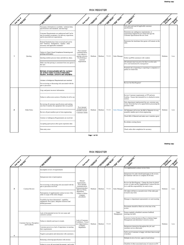 Comprehensive Risk Register Overview | PDF | Risk | Router (Computing)