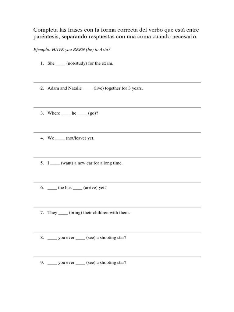 Present Perfect Exercises | PDF | Language Arts & Discipline