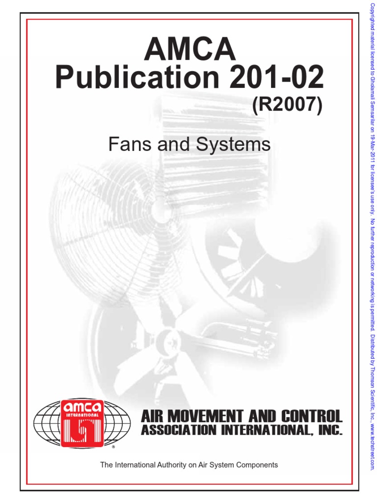 Amca - 201 Fans and Systems | PDF | Reynolds Number | Chemical Engineering