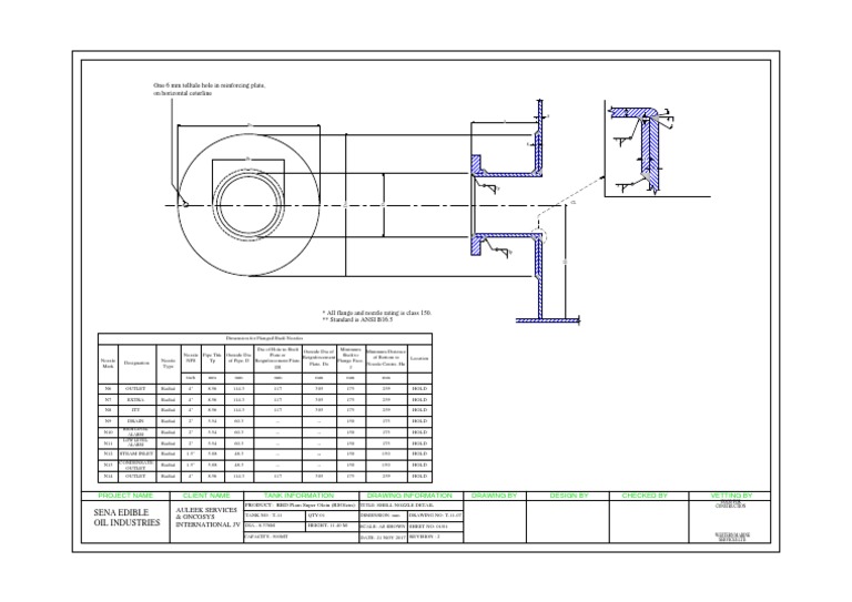 One 6 MM Telltale Hole in Reinforcing Plate, On Horizontal Ceterline ...