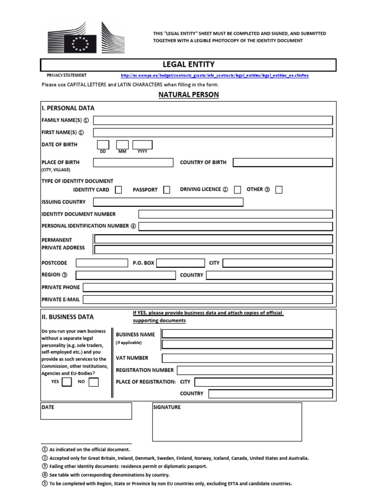Legal Entity Document Submission Form | PDF | Identity Document ...
