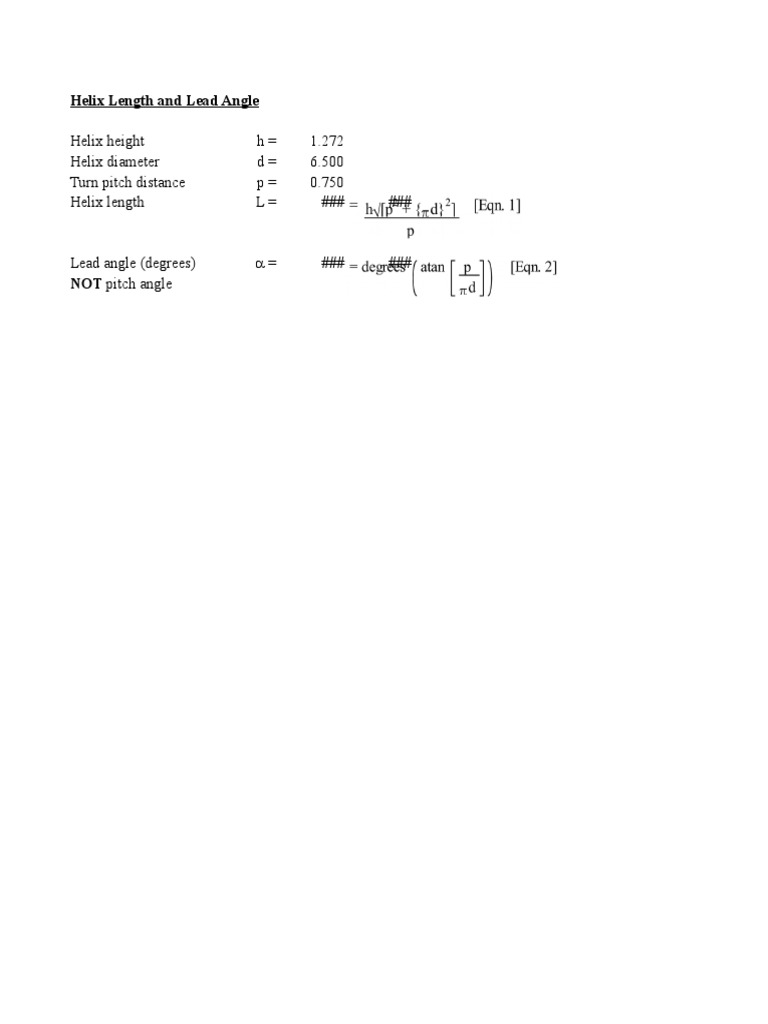 Helix Length and Lead Angle | PDF