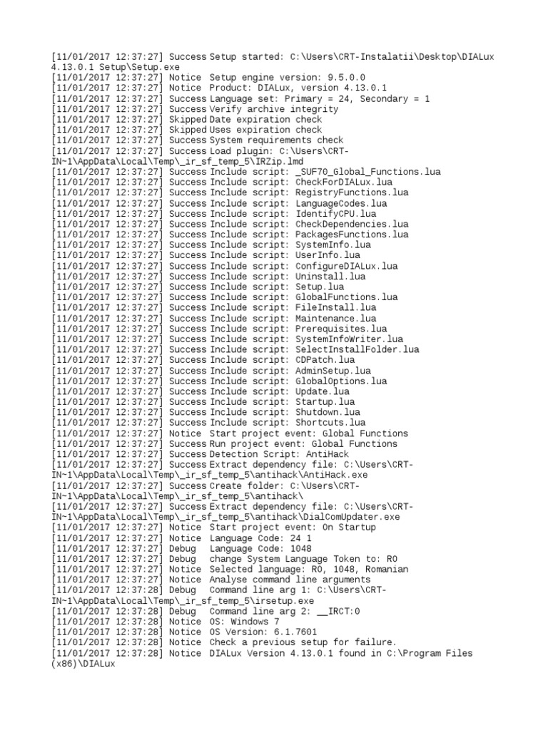 DIALux Setup Log | PDF | Command Line Interface | Booting