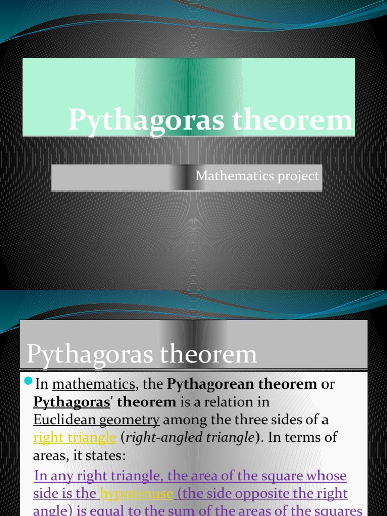 Pythagoras Theorem Pythagoras Theorem: Mathematics Project Mathematics ...