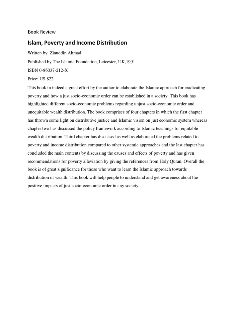 Islam Poverty and Income Distribution | PDF