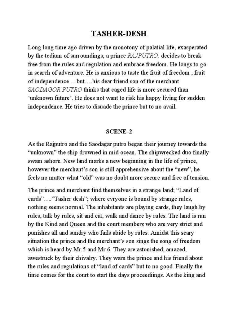 Tasher-Desh: SAODAGOR PUTRO Thinks That Caged Life Is More Secured Than | PDF