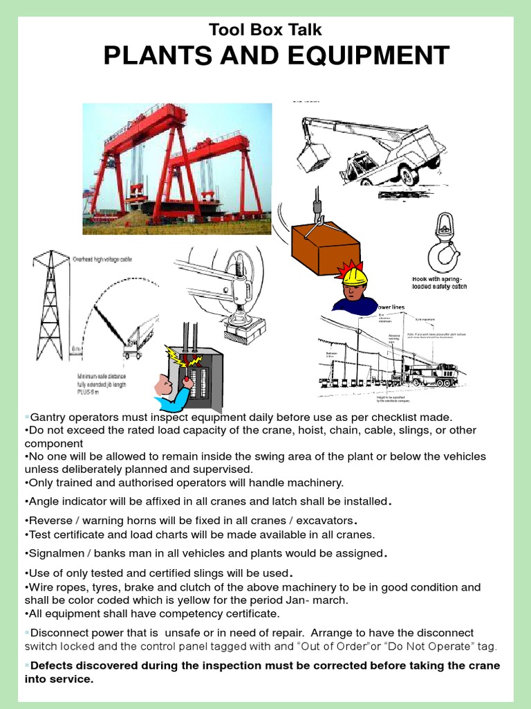 Plants and Equipment: Tool Box Talk | PDF