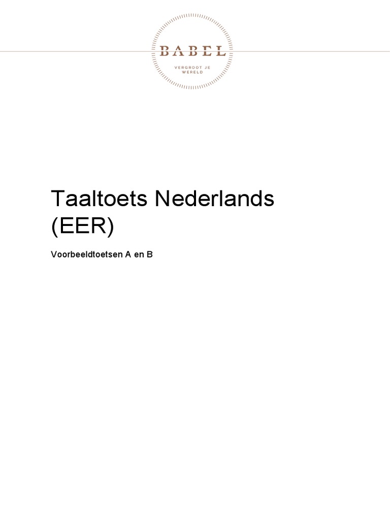 Voorbeeldtoets Taaltoets Nederlands Nov 2016 1 | PDF