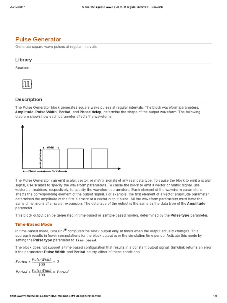 Generate Square Wave Pulses at Regular Intervals - Simulink | PDF ...