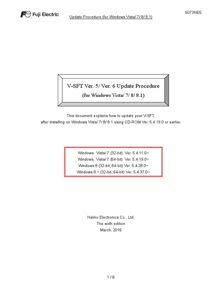 V-SFT Ver. 5 | PDF | Windows 8.1 | Microsoft Windows