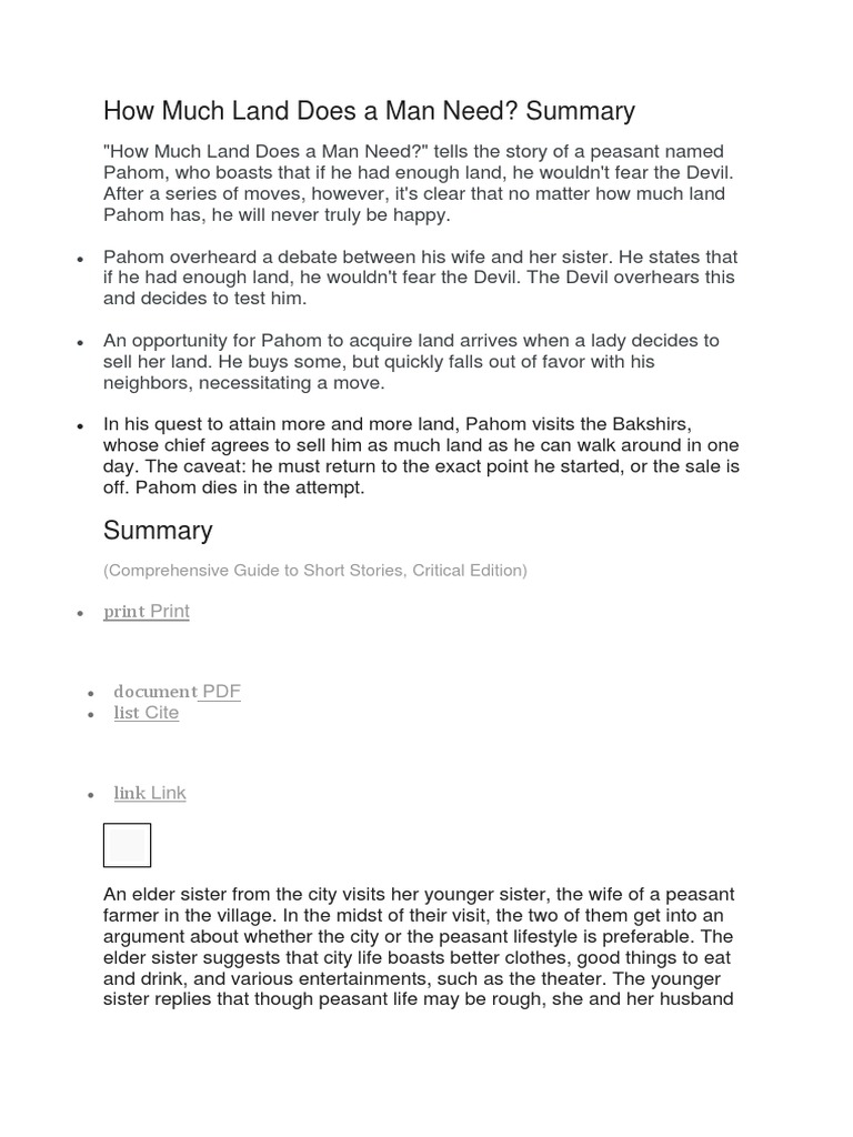 How Much Land Does A Man Need1 | PDF