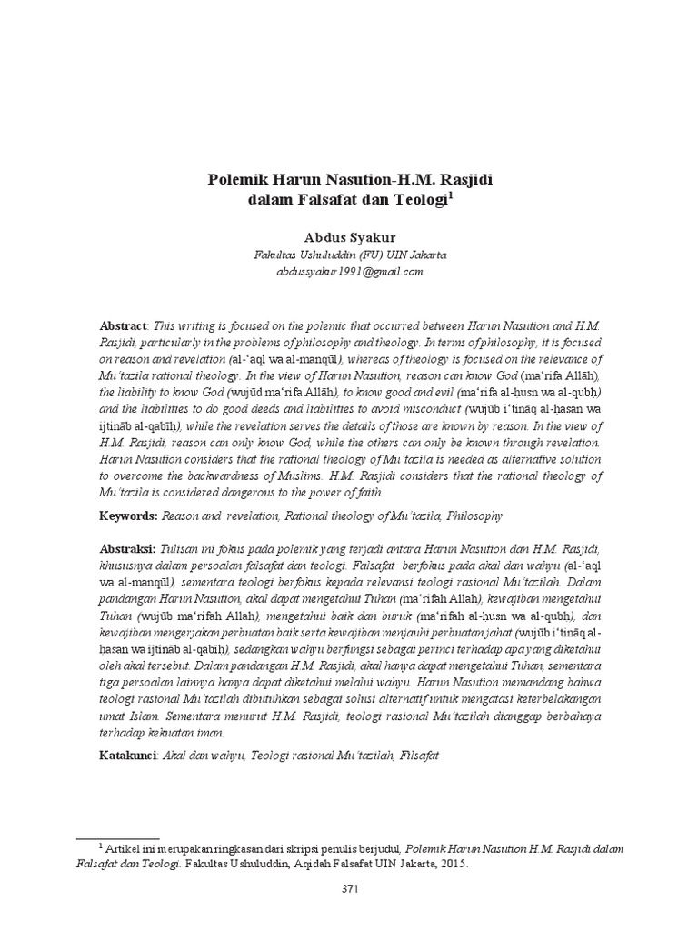 HM Rasjidi Bantahan Untuk Harun Jurnal PDF | PDF | Ilmu Sosial