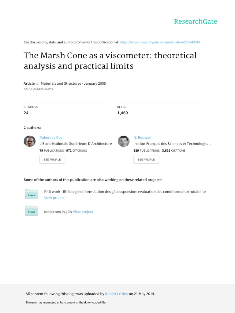 The Marsh Cone As A Viscometer Theoretical Analysi | PDF | Viscosity ...