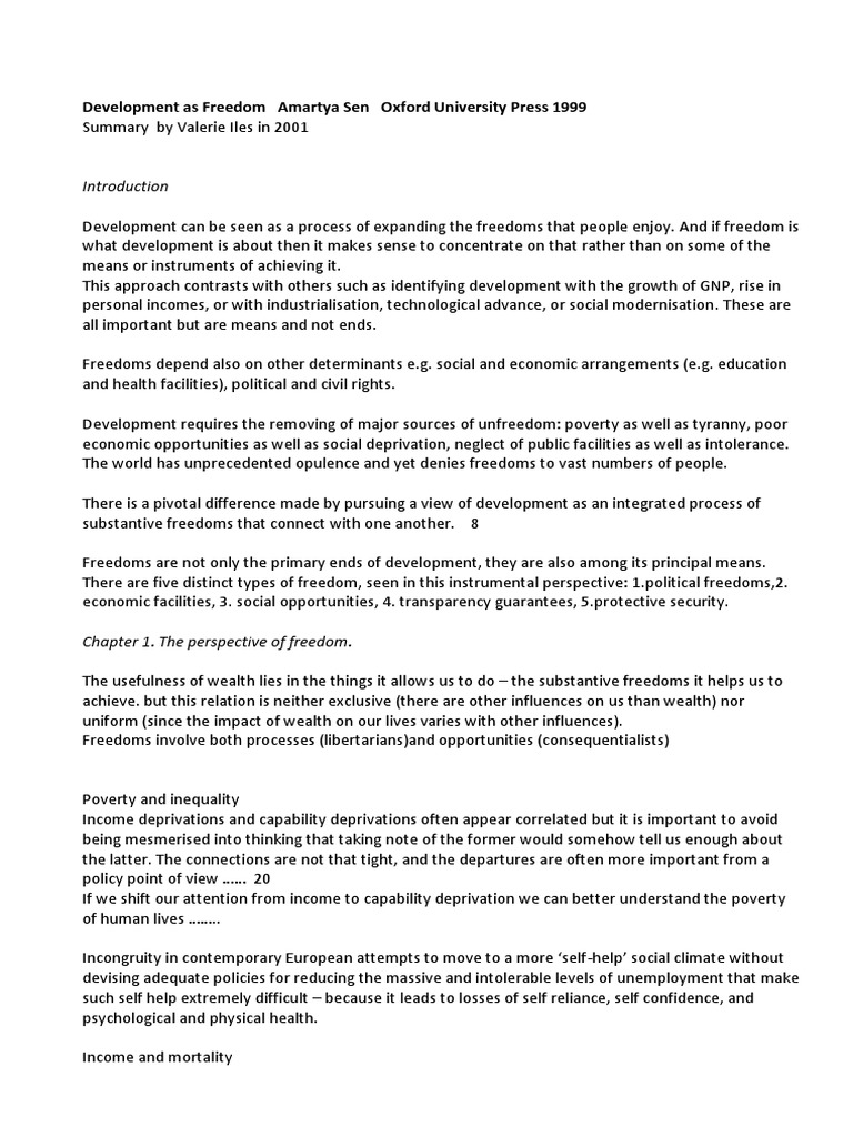 Development As Freedom | Download Free PDF | Pareto Efficiency | Poverty