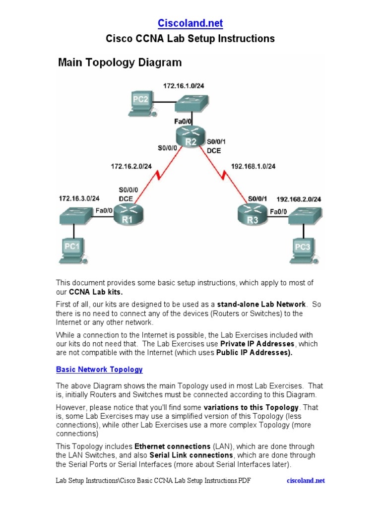 Cisco Basic CCNA Lab Setup Instructions | PDF | Network Switch | Router (Computing)
