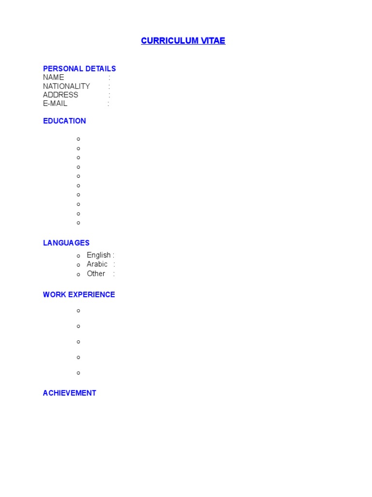 Professional Curriculum Vitae Template | PDF | Foreign Language Studies