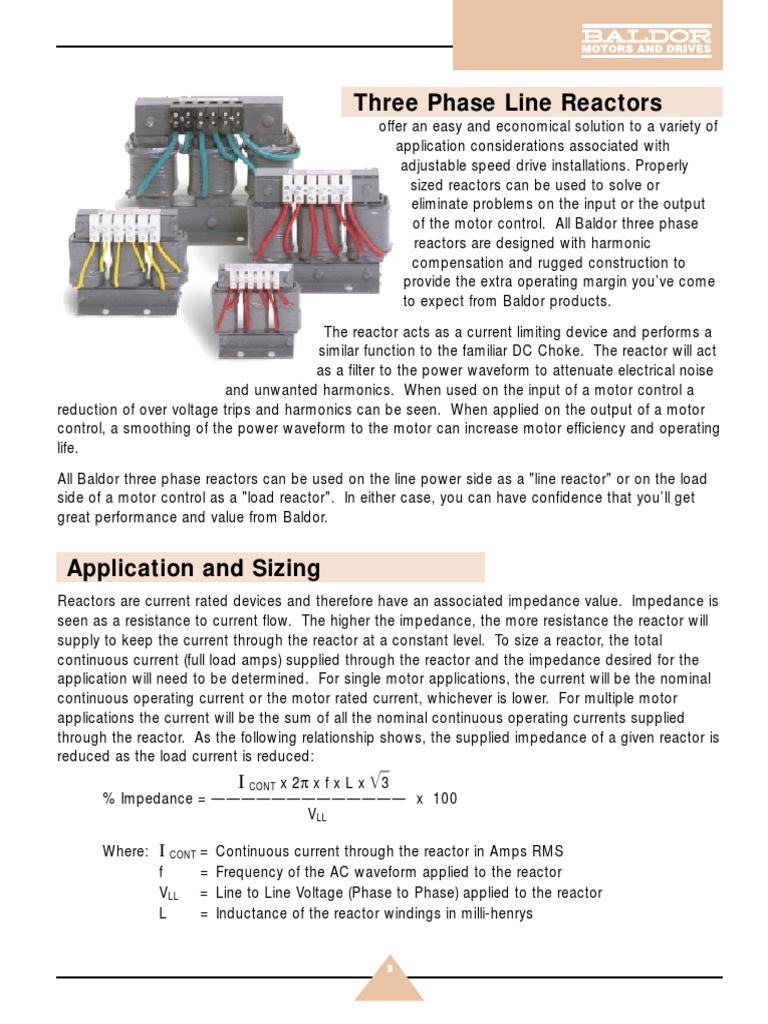 3 Phase Line Reactors Baldor | PDF | Electrical Impedance | Amplifier