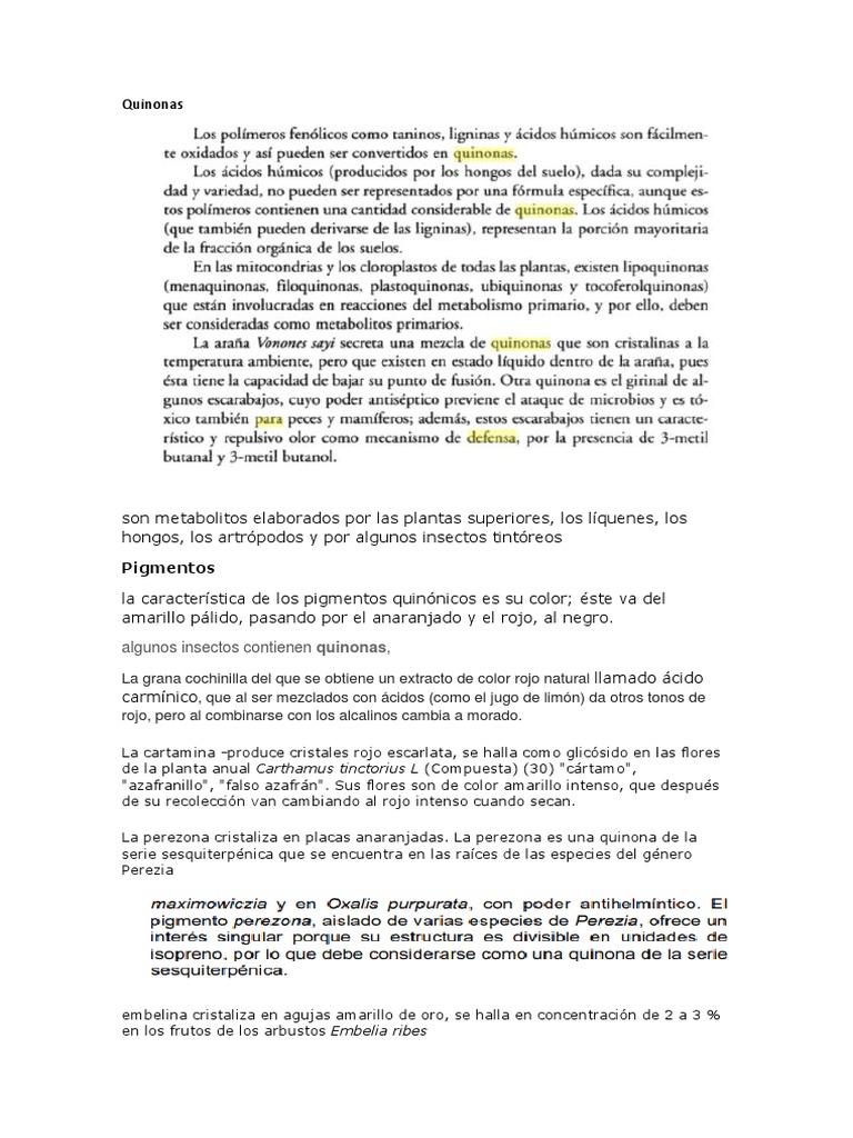 Tipos y propiedades de quinonas | PDF | Sustancias químicas | Química