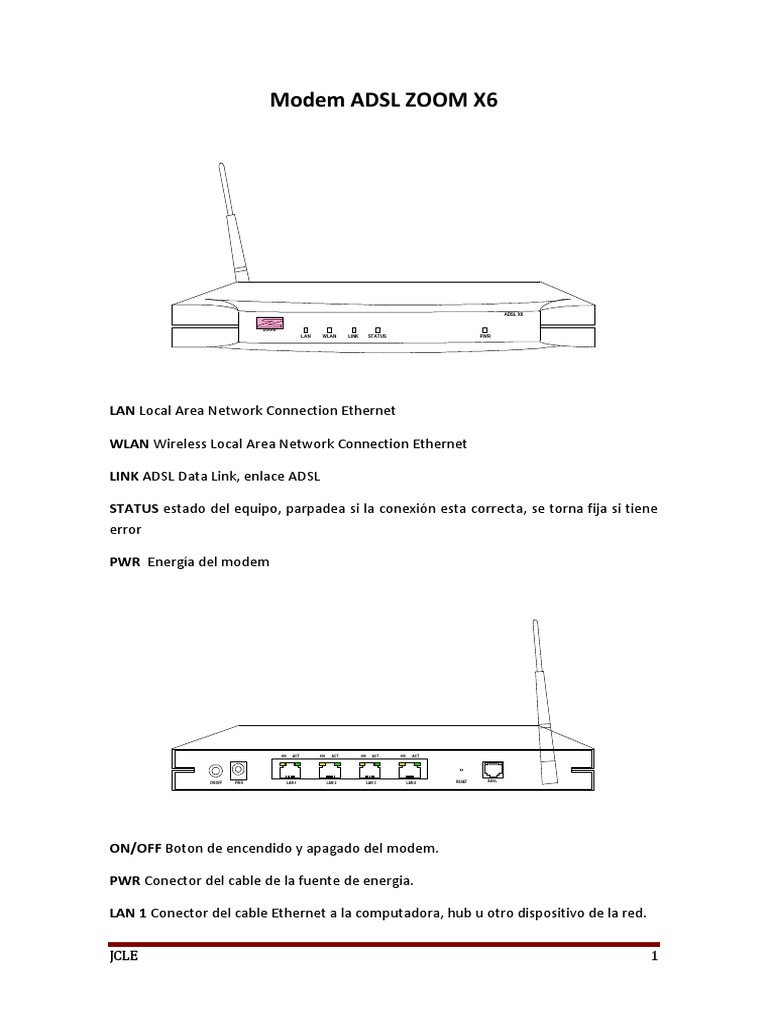 Manual Modem ADSL ZOOM X6 | PDF | Módem | Red de computadoras